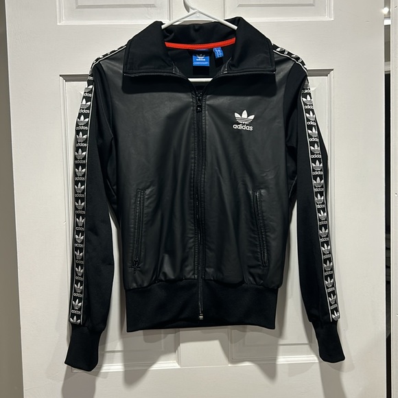 adidas | Jackets & Coats | Adidas Faux Leather Track Jacket | Poshmark